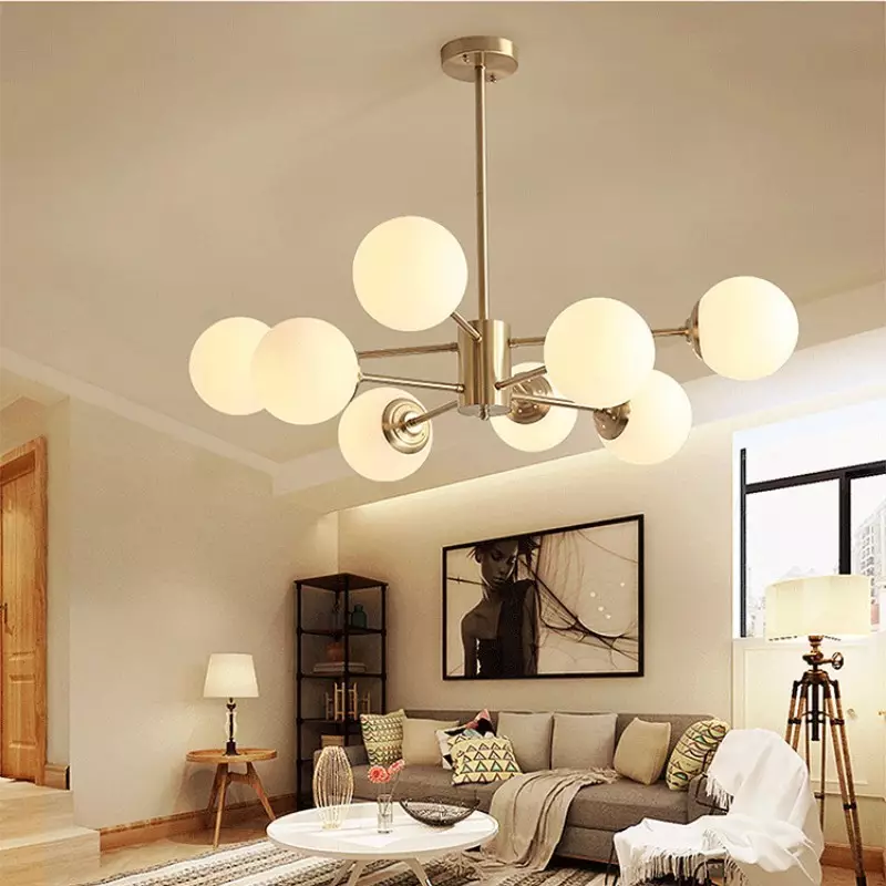 Golden And White Hanging Lamp | Metal Chandelier | kiki lighting